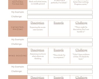 Cognitive Distortion Worksheet – Printable Therapy Tool for Challenging ...