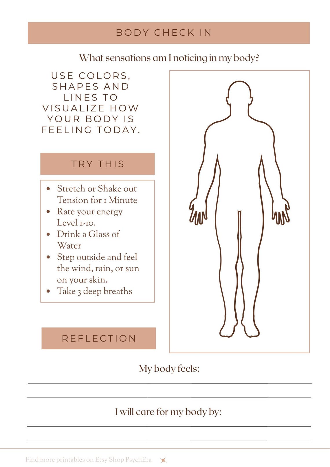Mind Body Spirit Check-in: Daily Wellness Tracker (printable PDF) - Etsy