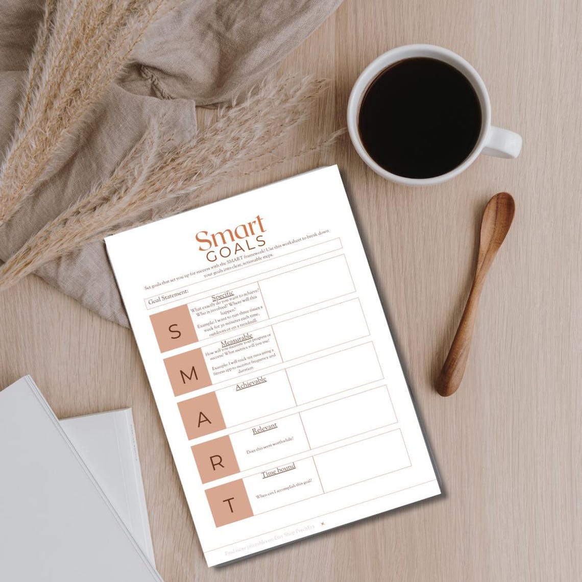 SMART Goals Worksheet | Printable Goal-setting Template | Personal ...