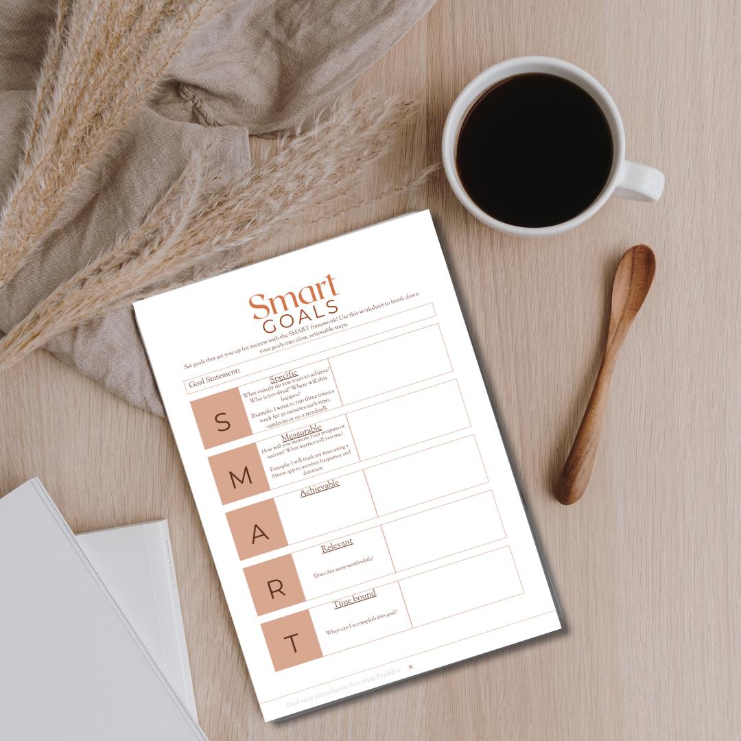 SMART Goals Worksheet | Printable Goal-setting Template | Personal ...