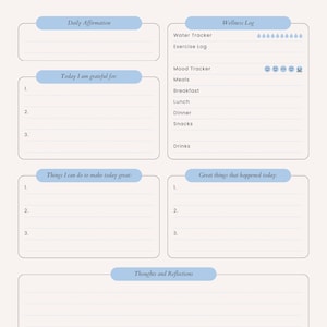 Daily Wellness Log | Printable Self-care and Health Tracker | Wellness ...