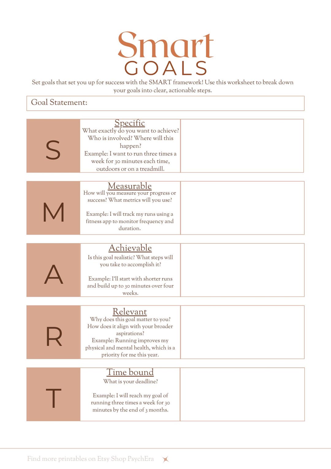 SMART Goals Worksheet | Printable Goal-setting Template | Personal ...
