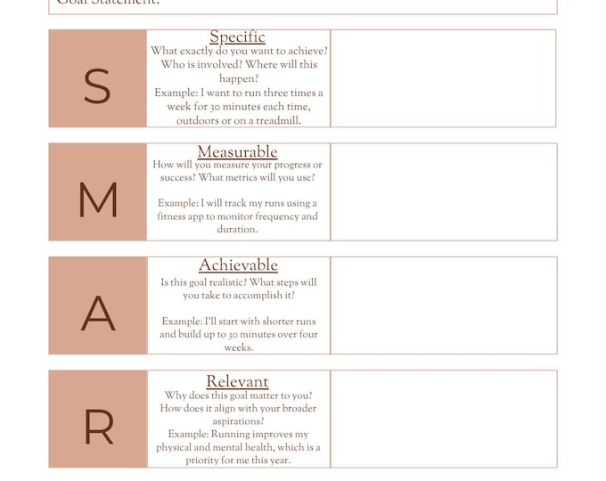 SMART Goals Worksheet | Printable Goal-setting Template | Personal ...