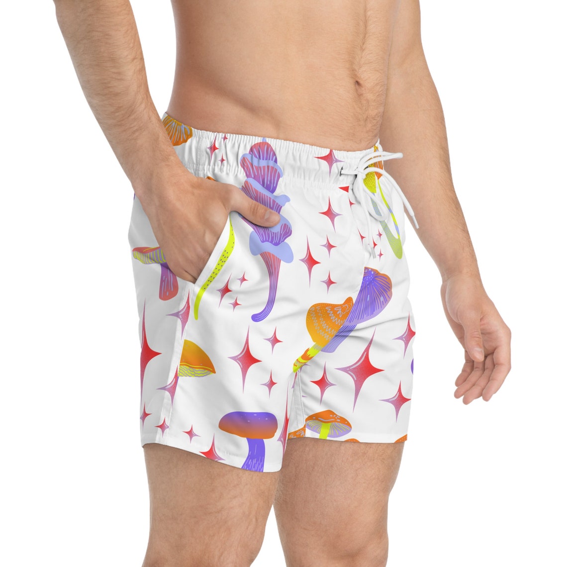 Mens Mushroom Swim Trunks, Festival Shorts, Board Shorts for Men, Hippy ...