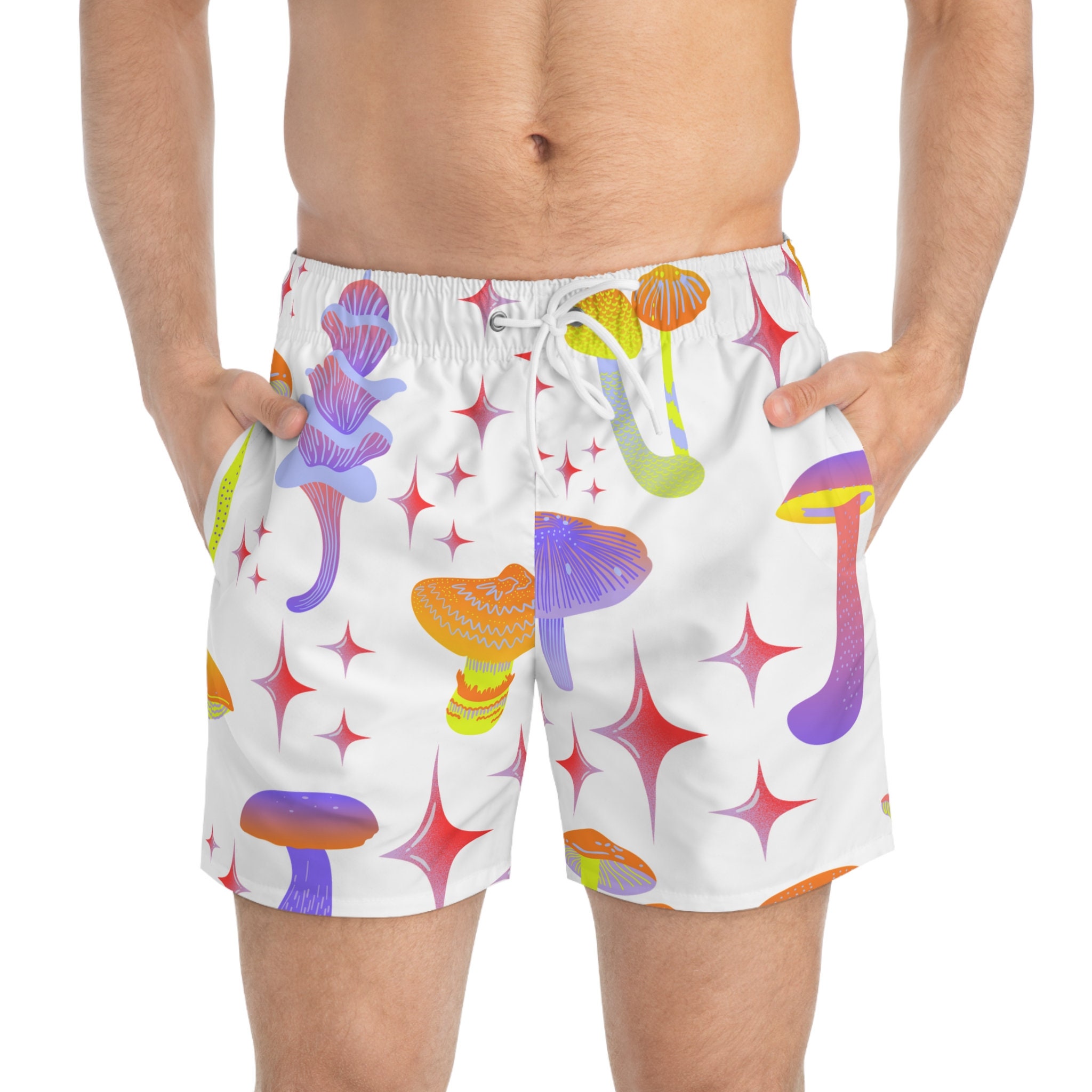Mens Mushroom Swim Trunks, Festival Shorts, Board Shorts for Men, Hippy ...