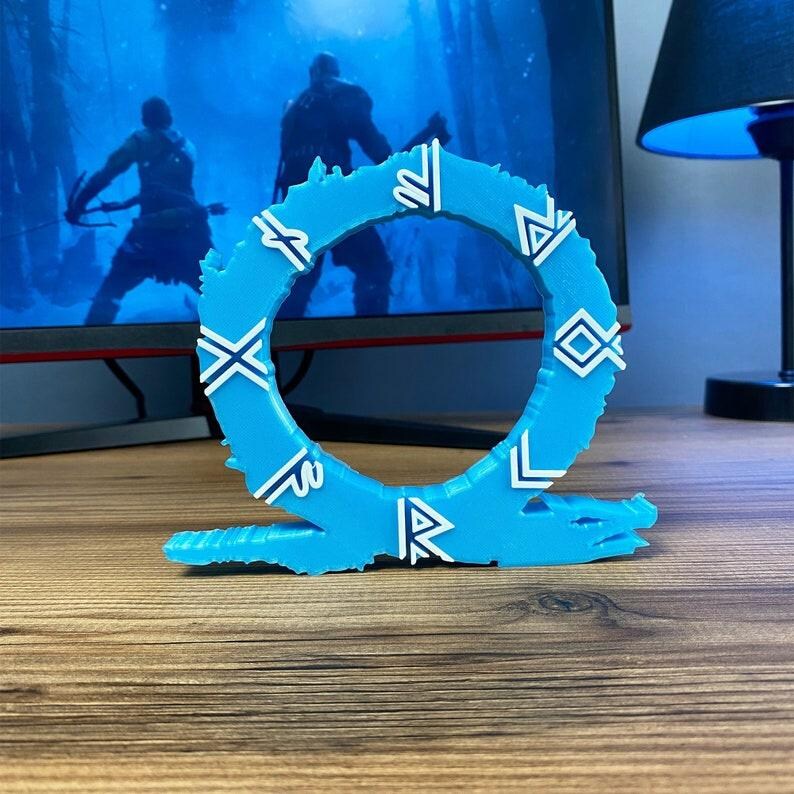 God of War Ragnarok Omega Logo Blue Figure – Premium 3D Printed Game ...
