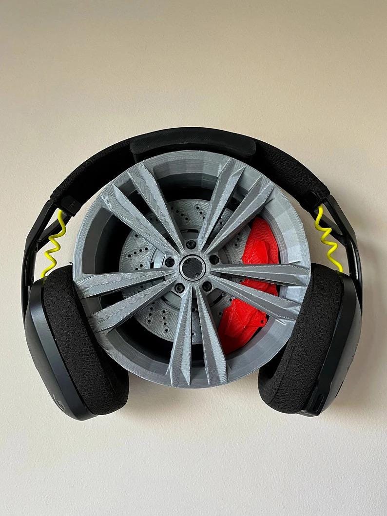 Wall-mountable 3D Printed Wheel-shaped Rim Headphone Holder - Unique ...