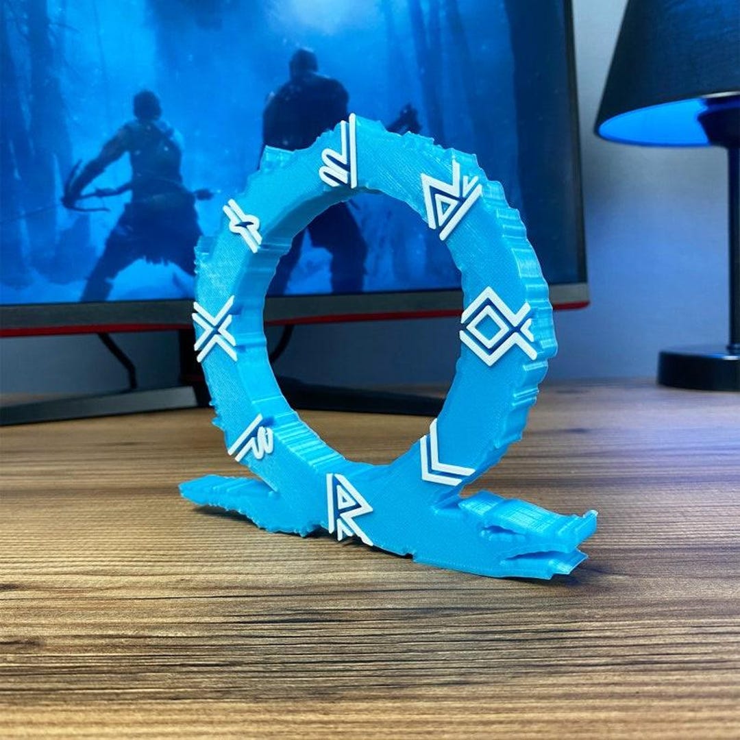 God of War Ragnarok Omega Logo Blue Figure – Premium 3D Printed Game ...
