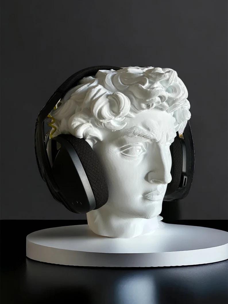 Michelangelo's David Headphone Stand - Elegant 3D Printed Art Piece ...