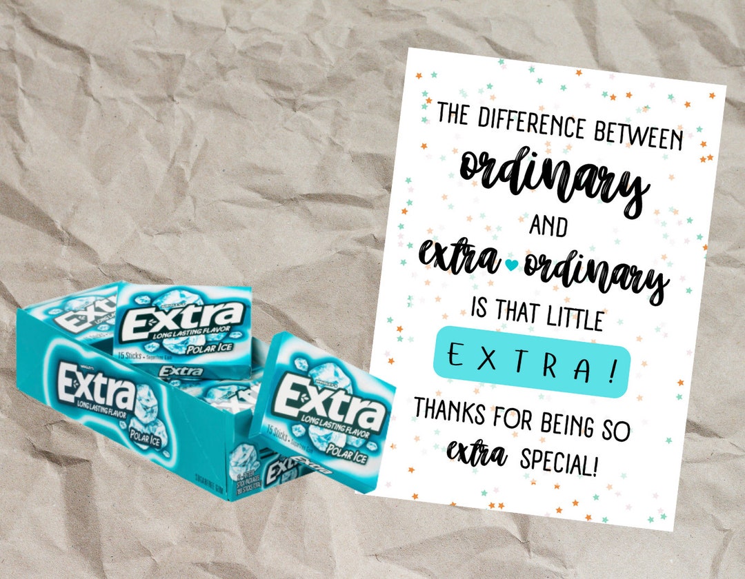 Extra Chewing Gum Gift Tag Appreciation Thank You Instant - Etsy