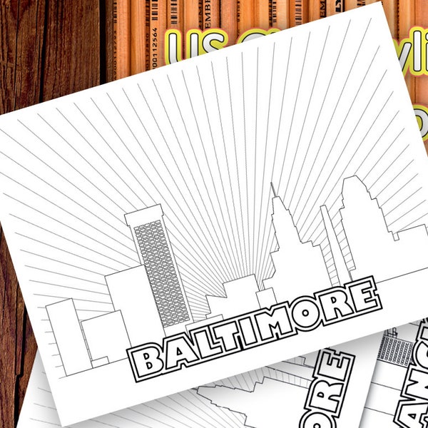 Skyline Coloring Pages - Etsy