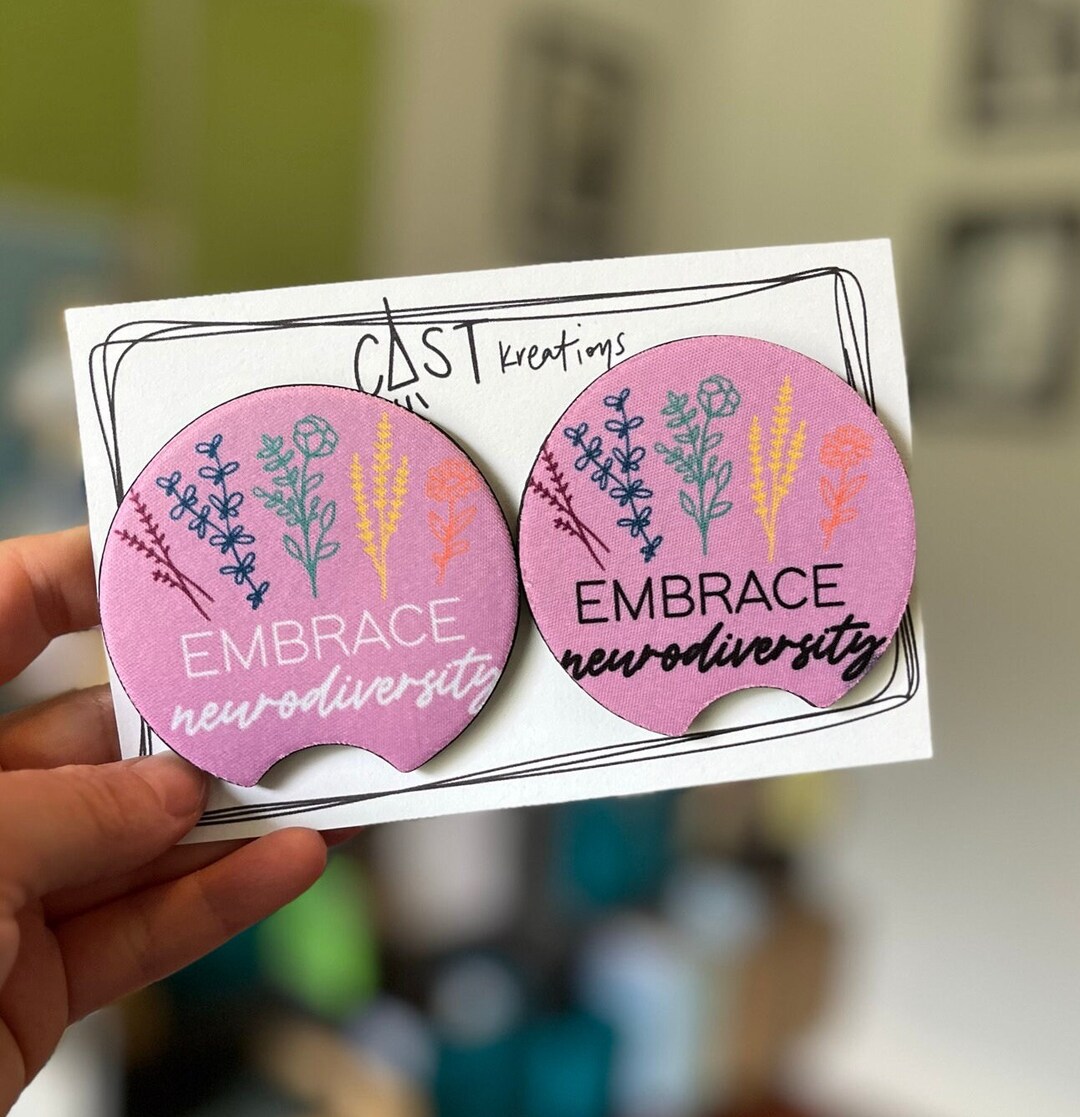 Embrace Neurodiversity Car Coasters, Neurodiversity Gift, Cute Car ...