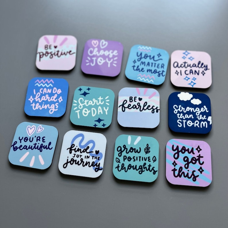 Positivity Magnets Set of 12, Cute Magnets With Positive Messages ...
