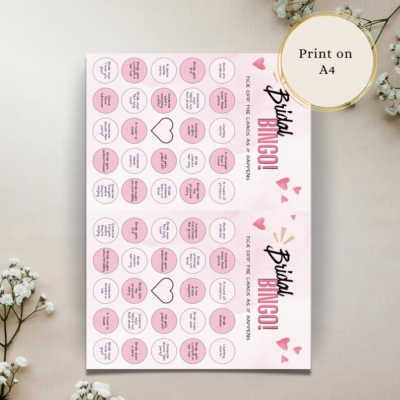 Bridal Bingo Game • Modern Hen Party Activity (instant Printable ...