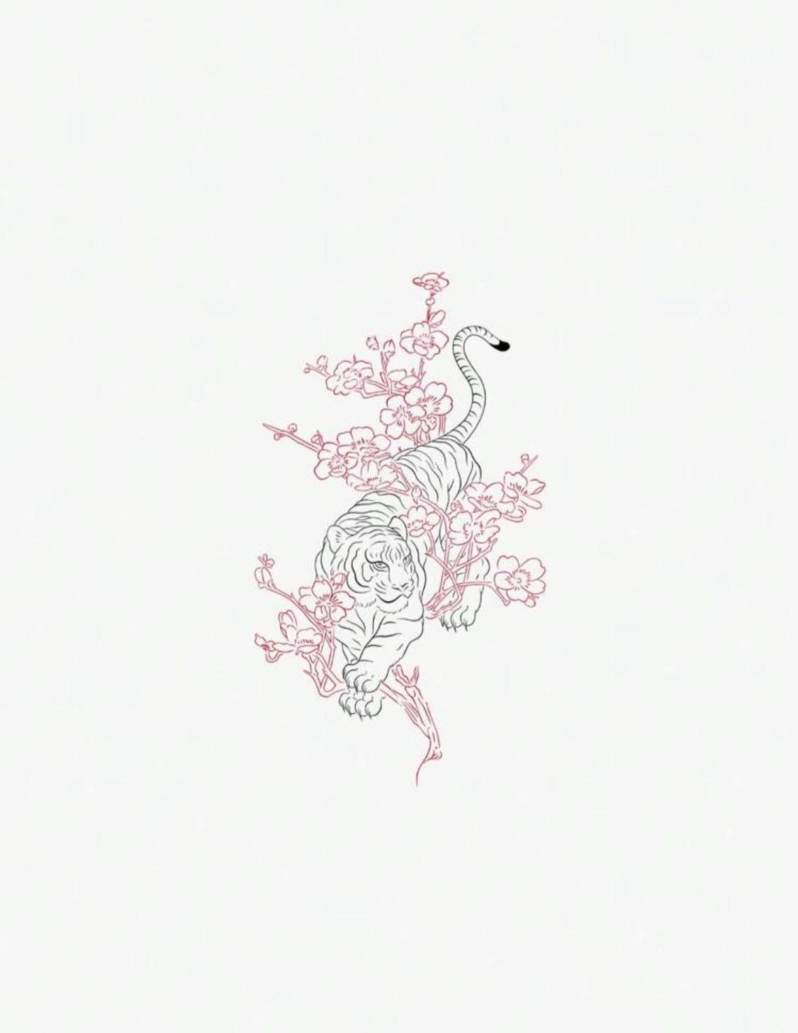 Colorful Plum & Tiger Temporary Tattoo - Etsy