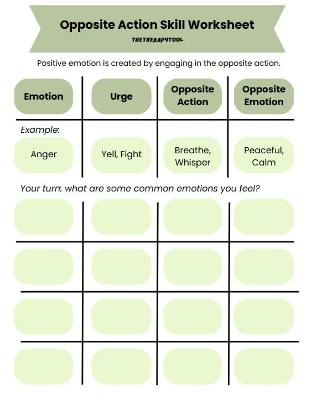 DBT Opposite Action Worksheet - Etsy UK
