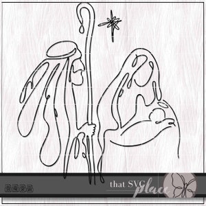 Nativity Scene SVG, Holy Family Line Art SVG PNG Clipart, Christmas ...