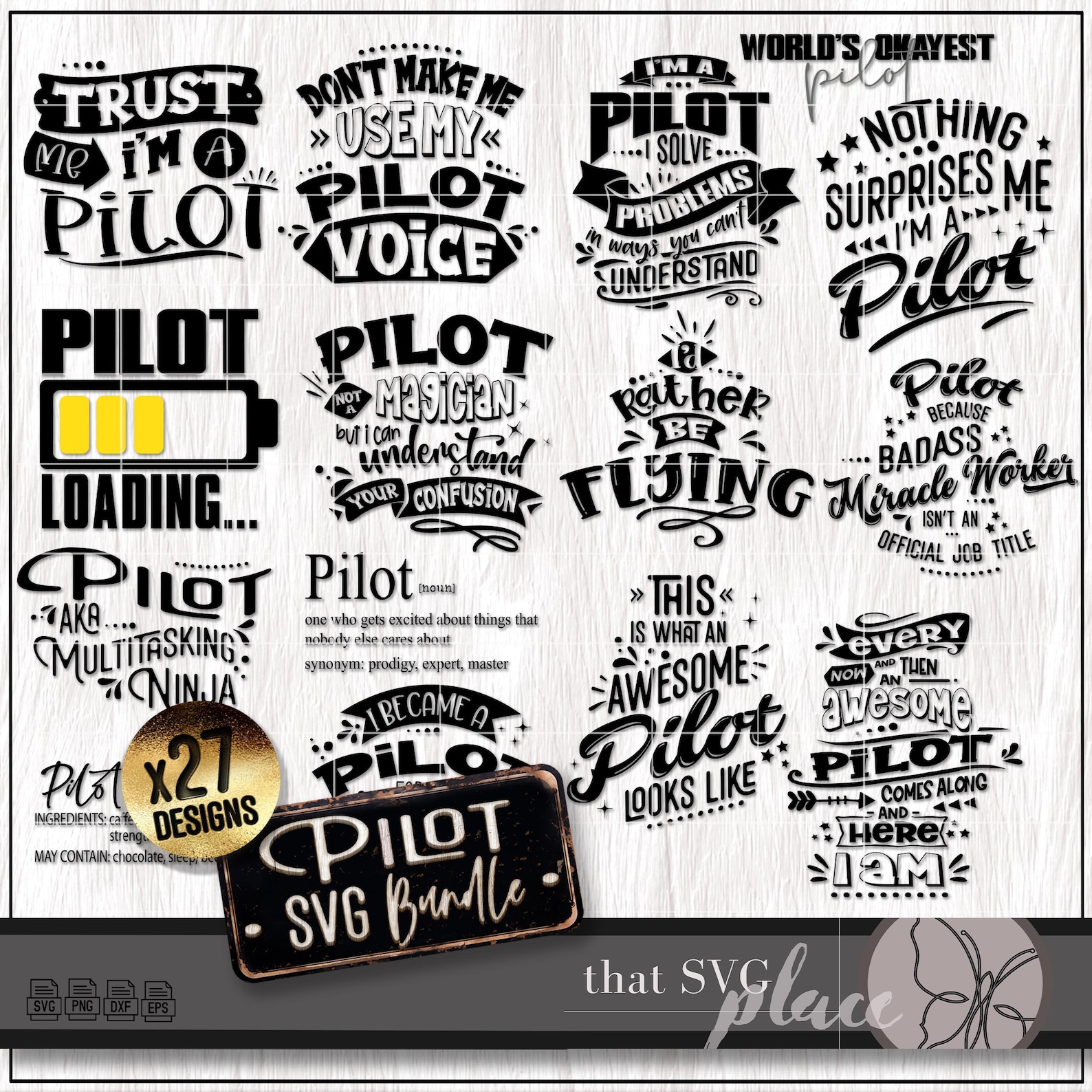 Pilot SVG, Pilot Captain SVG PNG Bundle, Pilot Nutrition Facts Svg ...