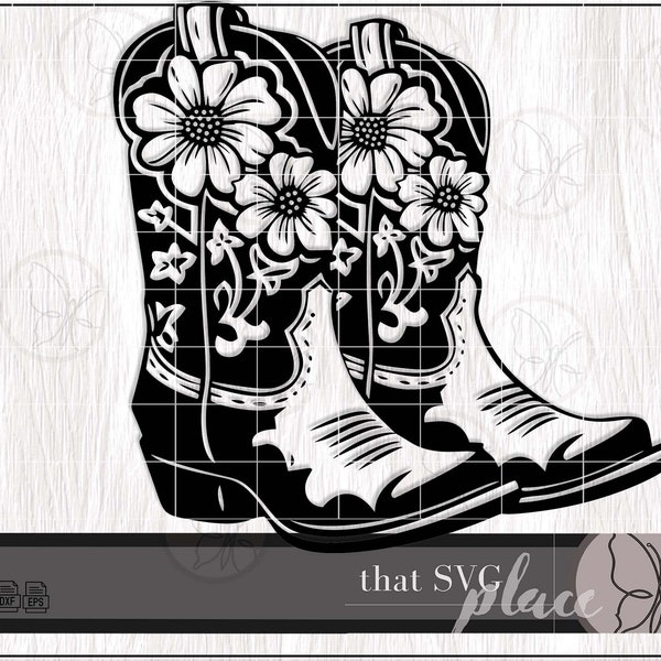 Cowgirl Boots Svg - Etsy