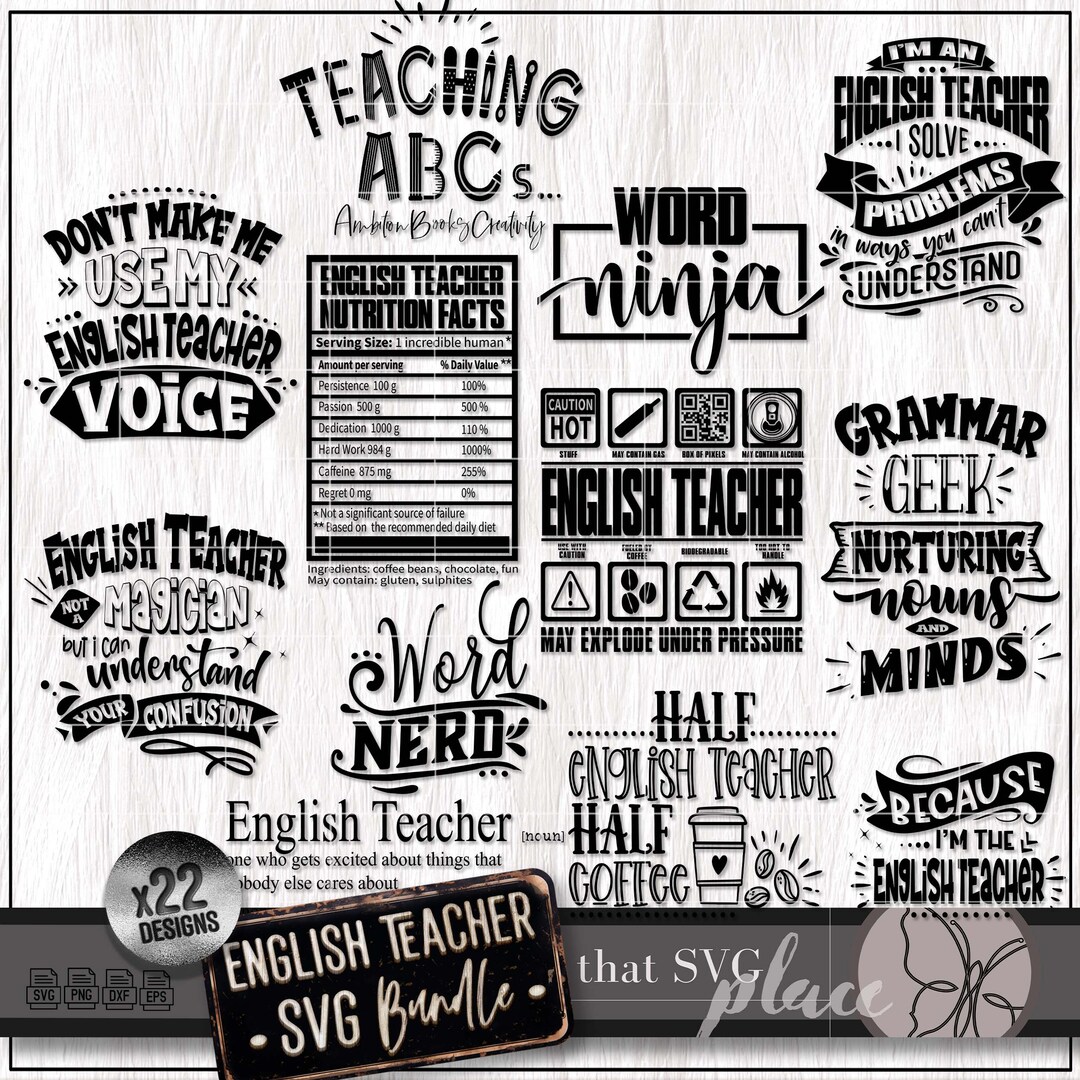 English Teacher SVG Bundle, ELA ESL Teacher Svg Png, Back to School Svg ...