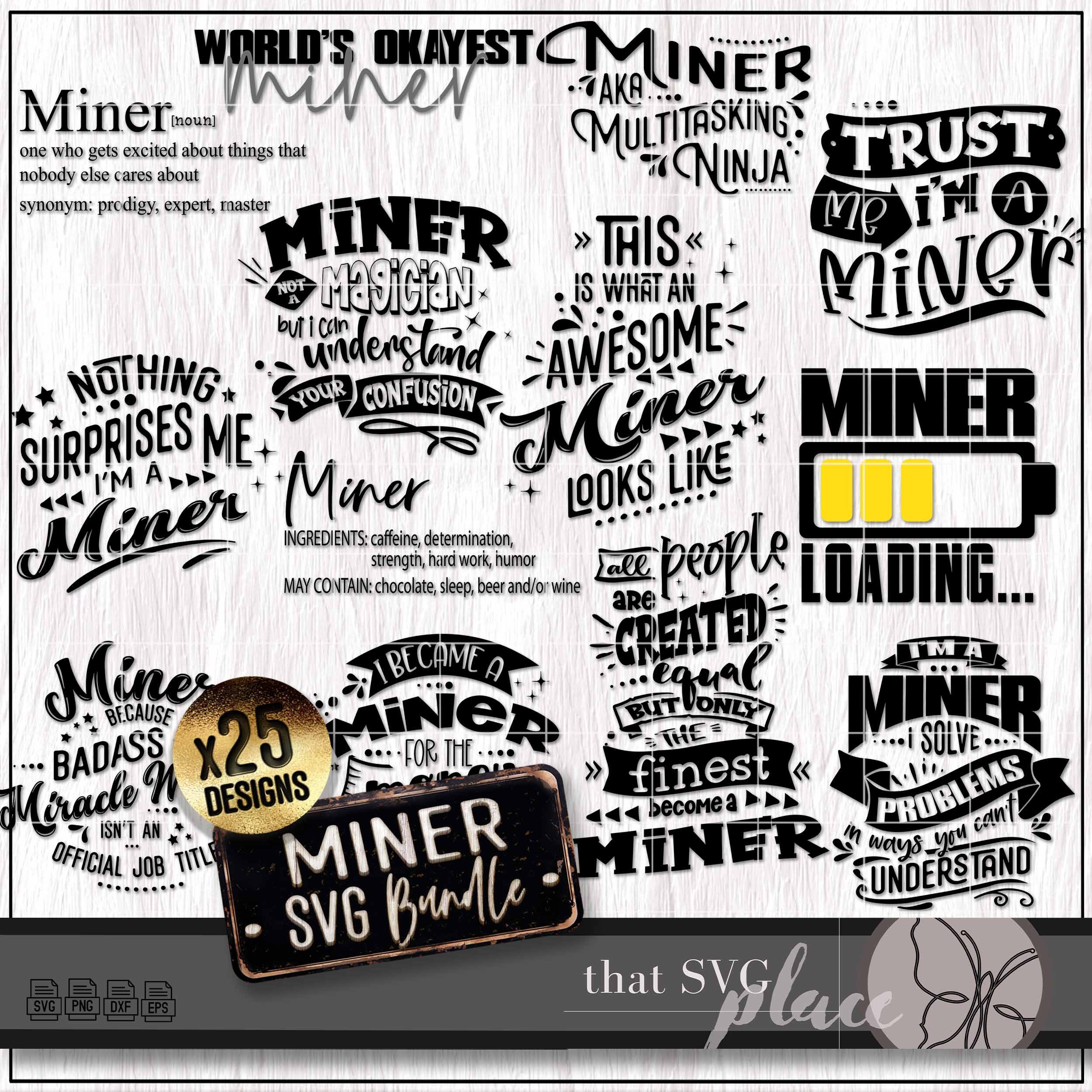 Miner SVG, Funny Geology Student SVG Bundle, Sublimation PNG Designs ...