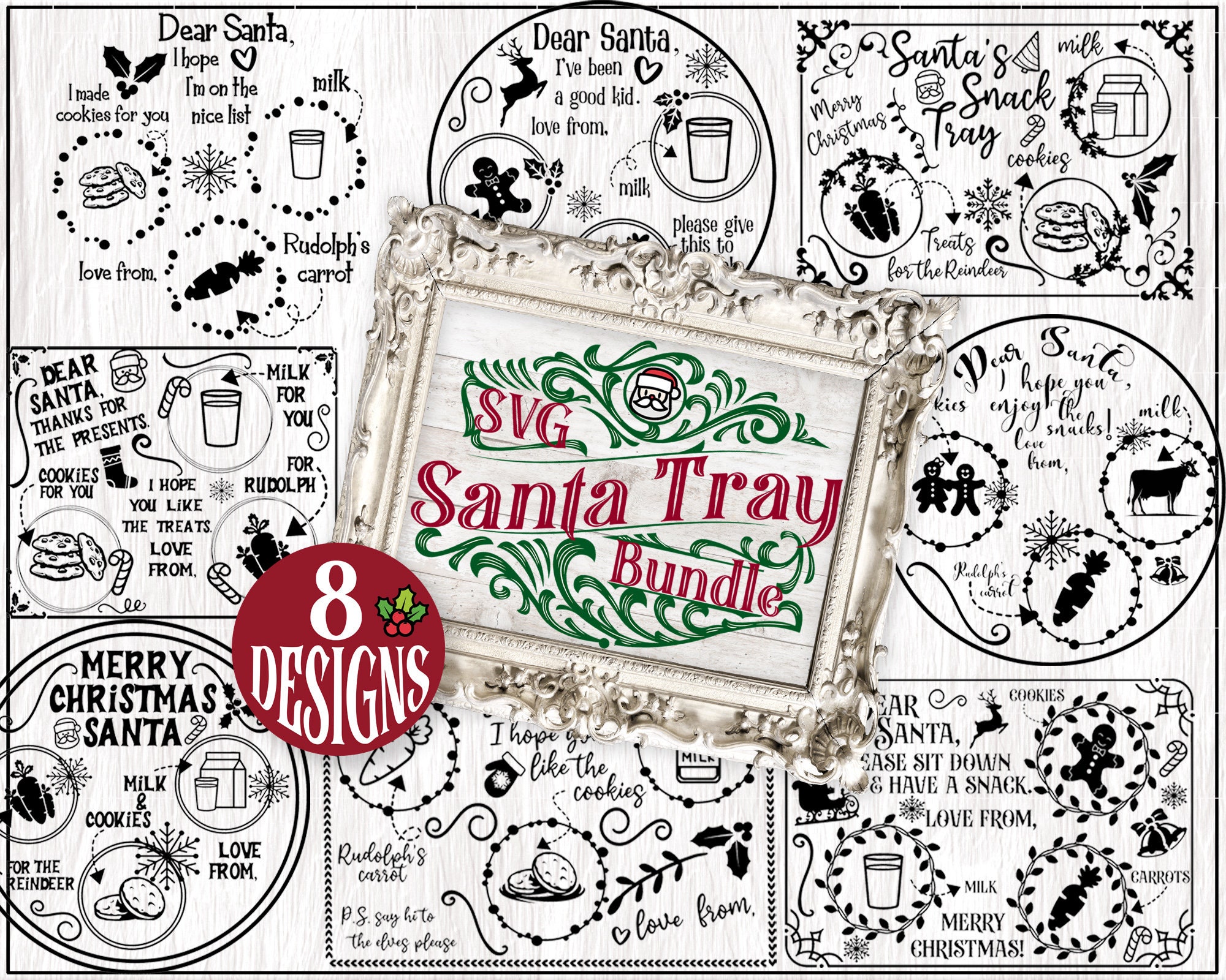 Santa Tray SVG Santa Plate SVG Cookies for Santa SVG Dear - Etsy