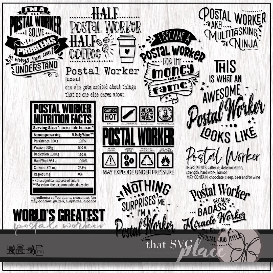 Postal Worker SVG PNG Bundle, Funny Postal Office Worker SVG, Mail ...