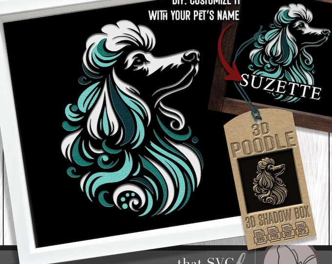 Poodle Dog Breed Shadow Box SVG, 3d Papercut SVG, Layered Paper Art ...