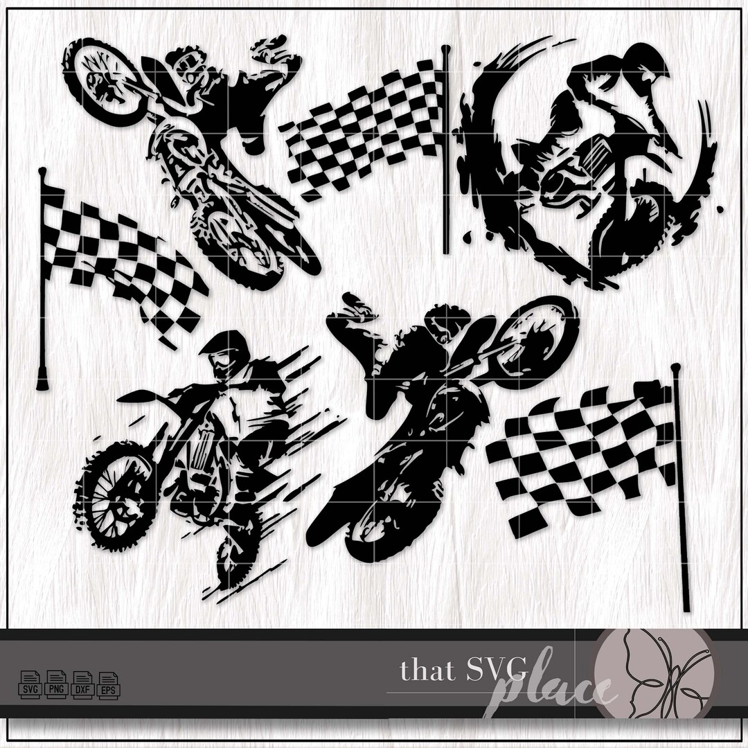 Checkered Flag SVG, Dirt Bike SVG, Racing SVG, Dirtbike Svg, Motorcycle ...