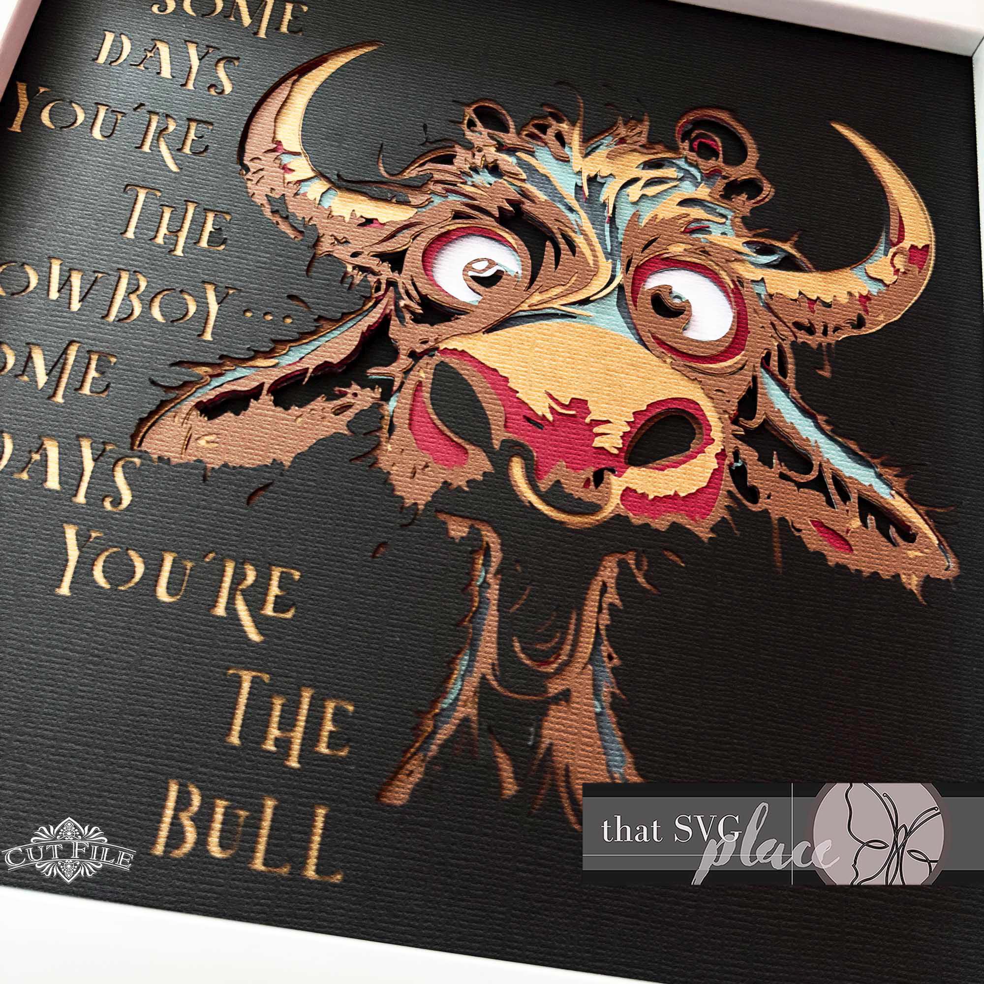 3D Bull SVG, Layered Shadowbox Template, Paper Cut Light Box, Funny ...