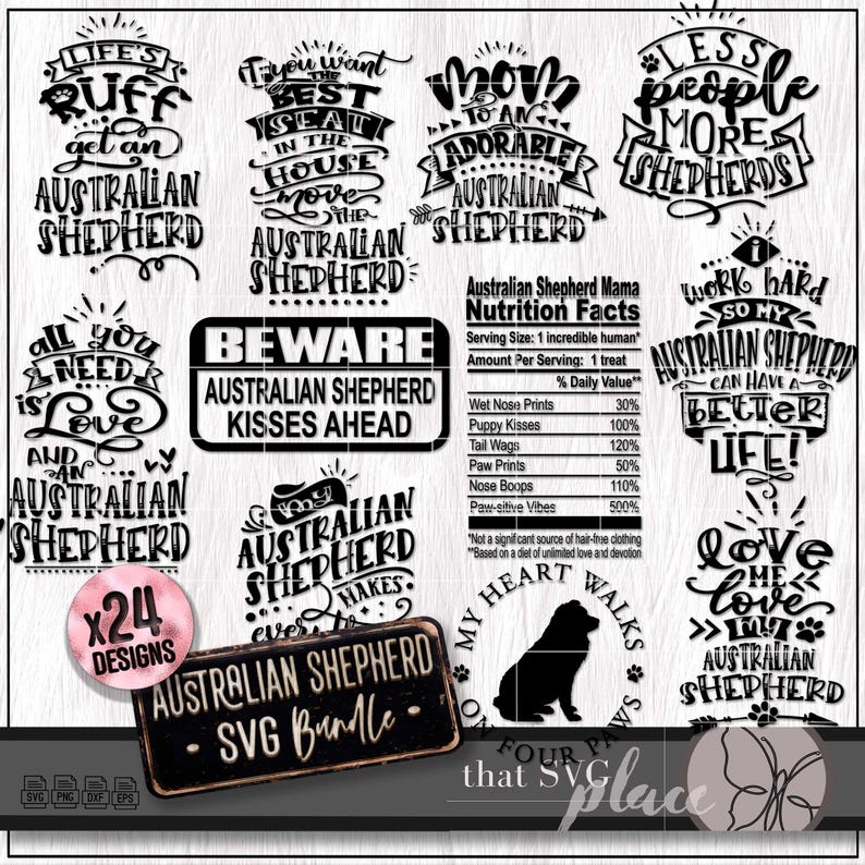 Australian Shepherd SVG, Blue Heeler PNG Bundle, Shirt SVG, Dog Owner ...