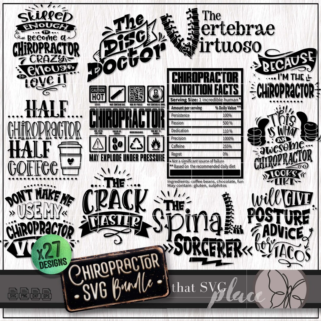 Chiropractor SVG PNG Bundle, Funny Chiropractic Poster SVG ...