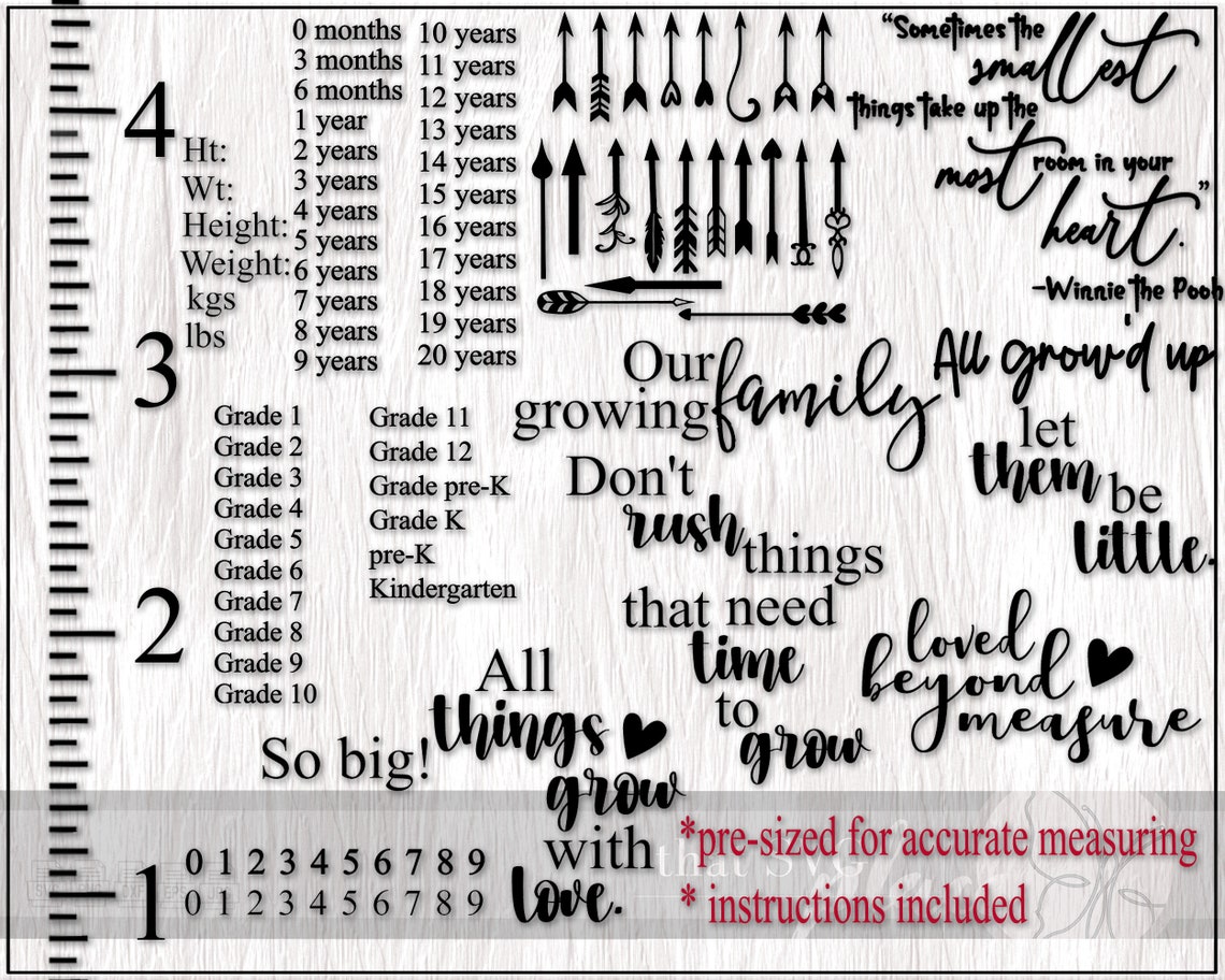 Growth Chart SVG, Growth Chart Ruler, Height Chart, Cricut Cutting File ...