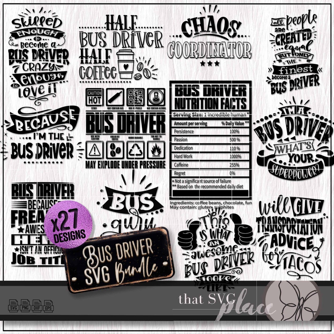 Bus Driver SVG PNG Bundle, School Bus Driver Appreciation Gift, Chaos ...