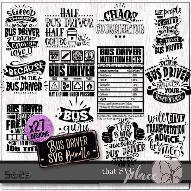 Bus Driver SVG PNG Bundle, School Bus Driver Appreciation Gift, Chaos ...