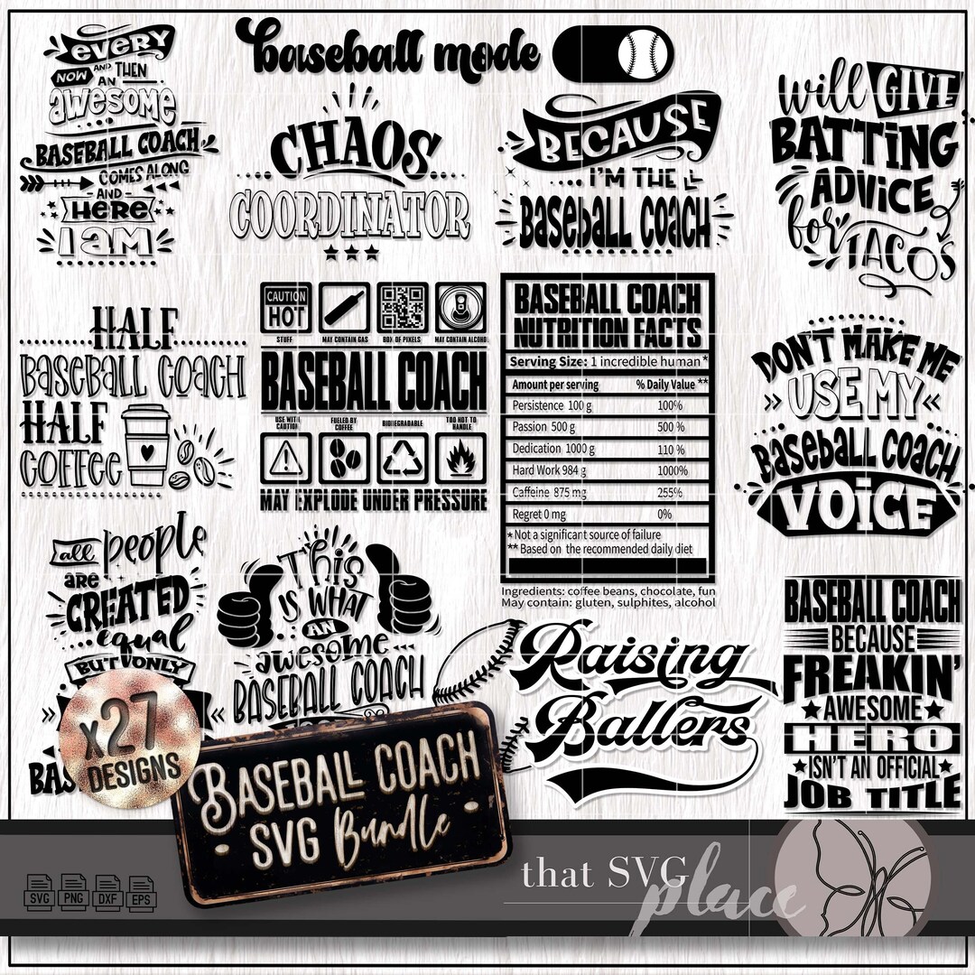 Baseball Coach SVG Bundle, School Coach Appreciation Gift, Baseball ...
