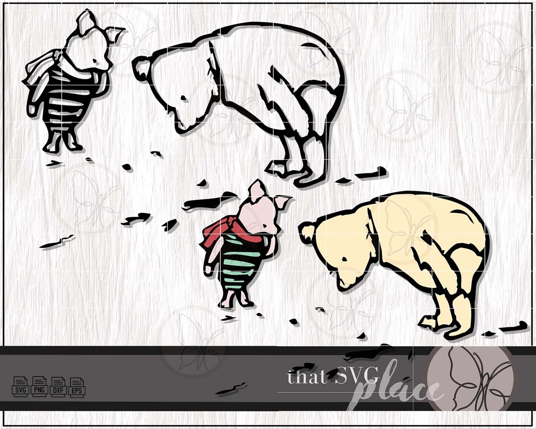 Classic Winnie the Pooh Piglet SVG, EPS, PNG, Classic Pooh & Piglet ...