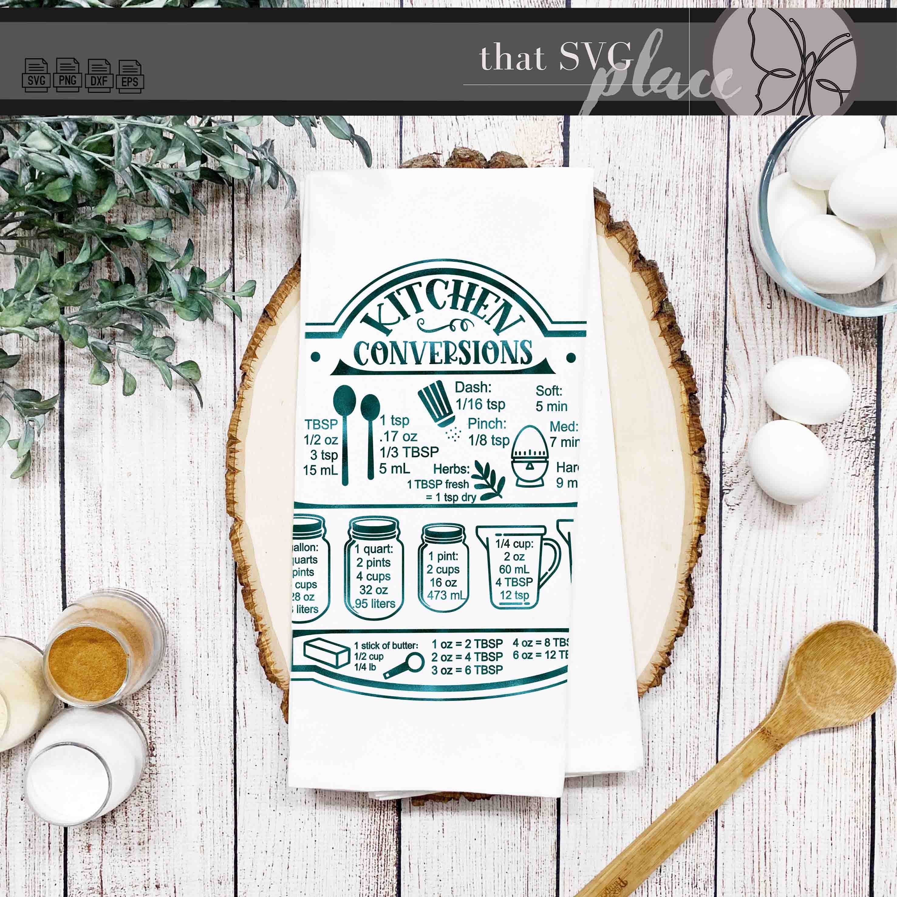 Kitchen Conversion SVG Kitchen Conversion Chart Cricut Cut - Etsy Australia