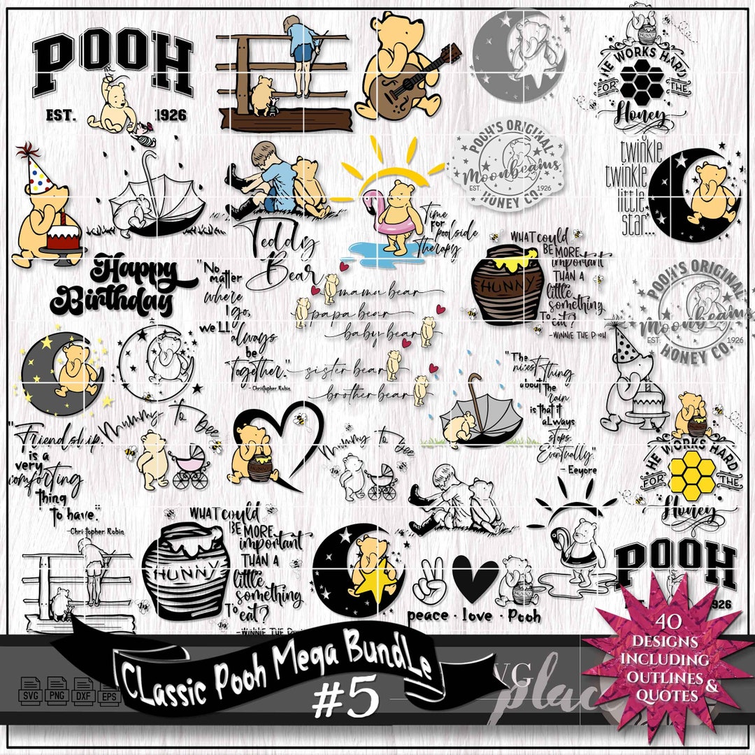 Winnie the Pooh SVG, Classic Pooh SVG, Piglet SVG, Eeyore Svg ...