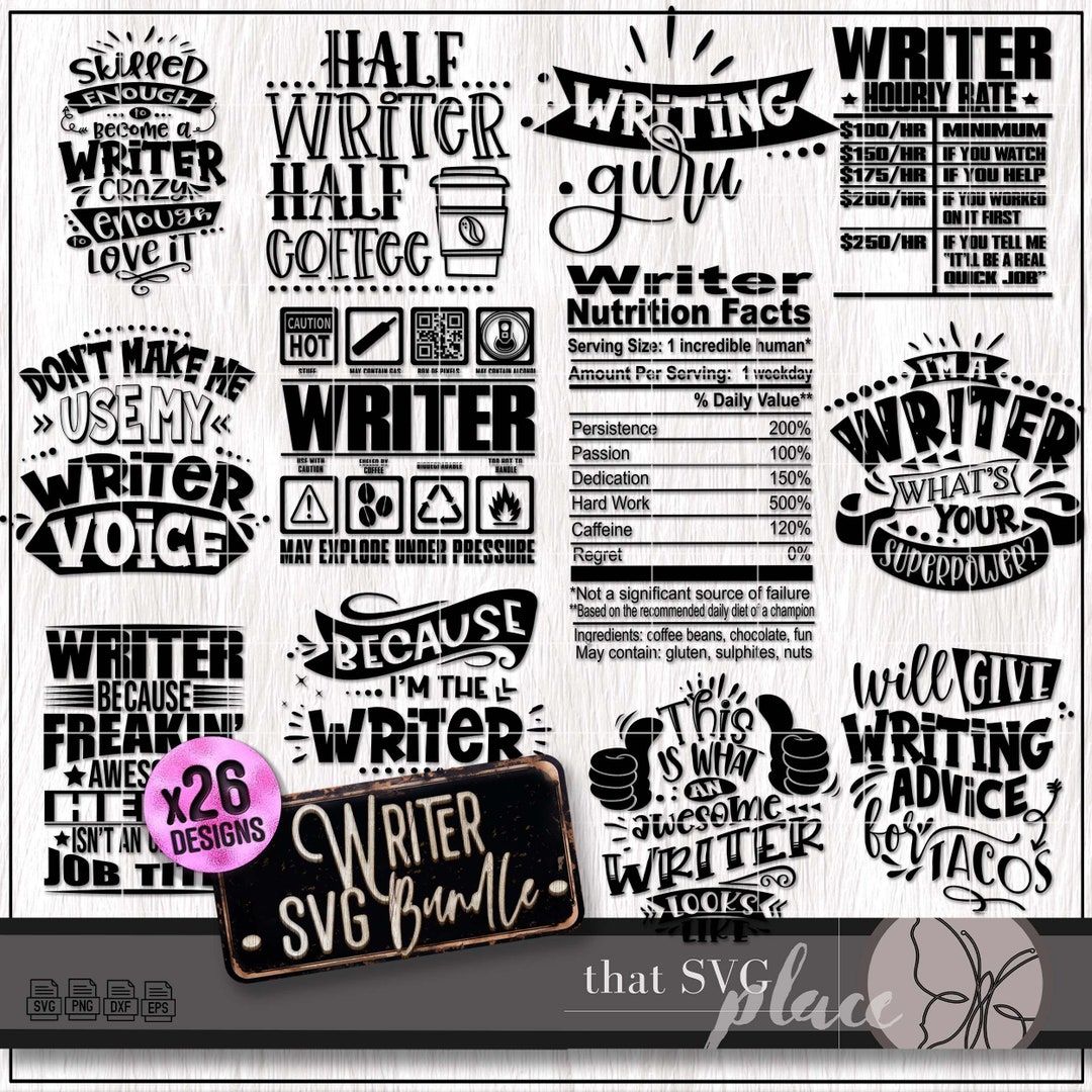 Writer SVG Bundle, Appreciation Gifts, Nutrition Facts Shirt Tumbler ...