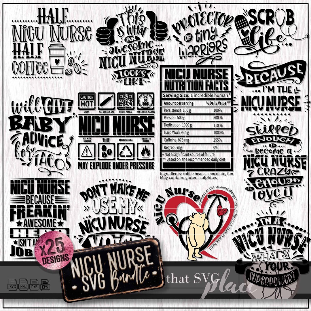 NICU Nurse SVG Bundle, Funny NICU Sublimation Png Svg, Appreciation ...