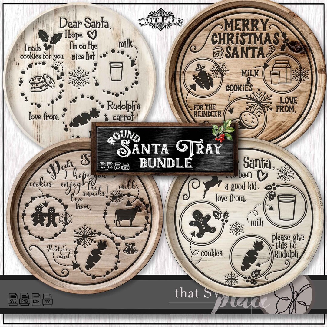 Santa Tray SVG Bundle, Santa Plate SVG, Cookies for Santa SVG, Santa ...