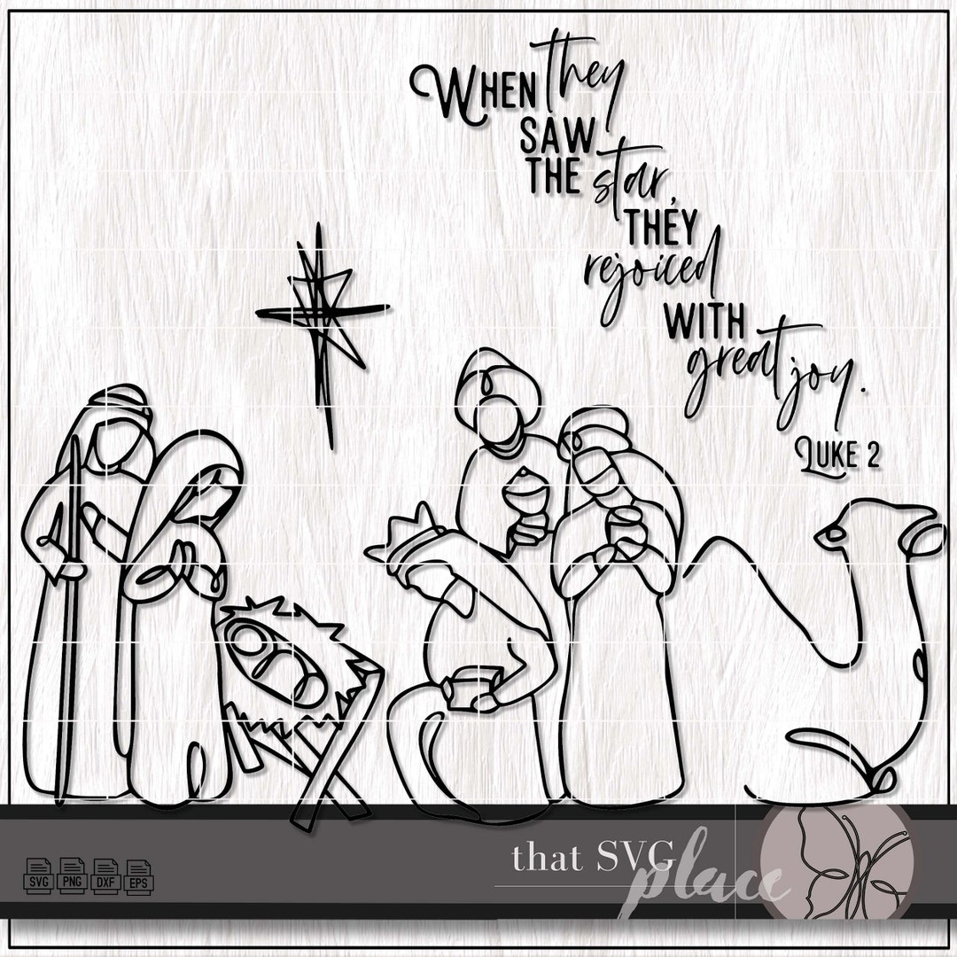 Nativity Scene SVG, Holy Family Line Art SVG PNG Clipart, Christmas ...