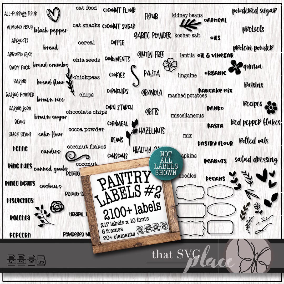 Canister Labels SVG, Bundle #2, Pantry Labels SVG, Spice Labels SVG ...