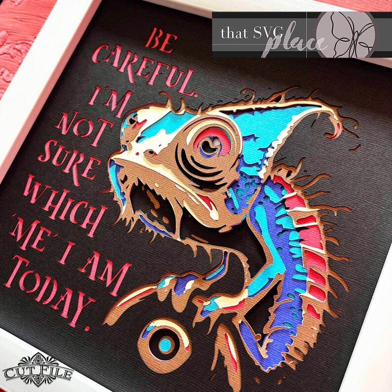 3D Lizard SVG, Layered Shadowbox Template, Paper Cut Light Box, Funny ...