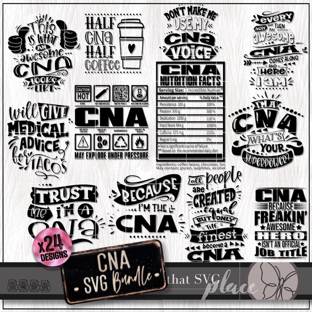 CNA SVG, Certified Nursing Assistant Svg Png Bundle, CNA Life Cricut ...
