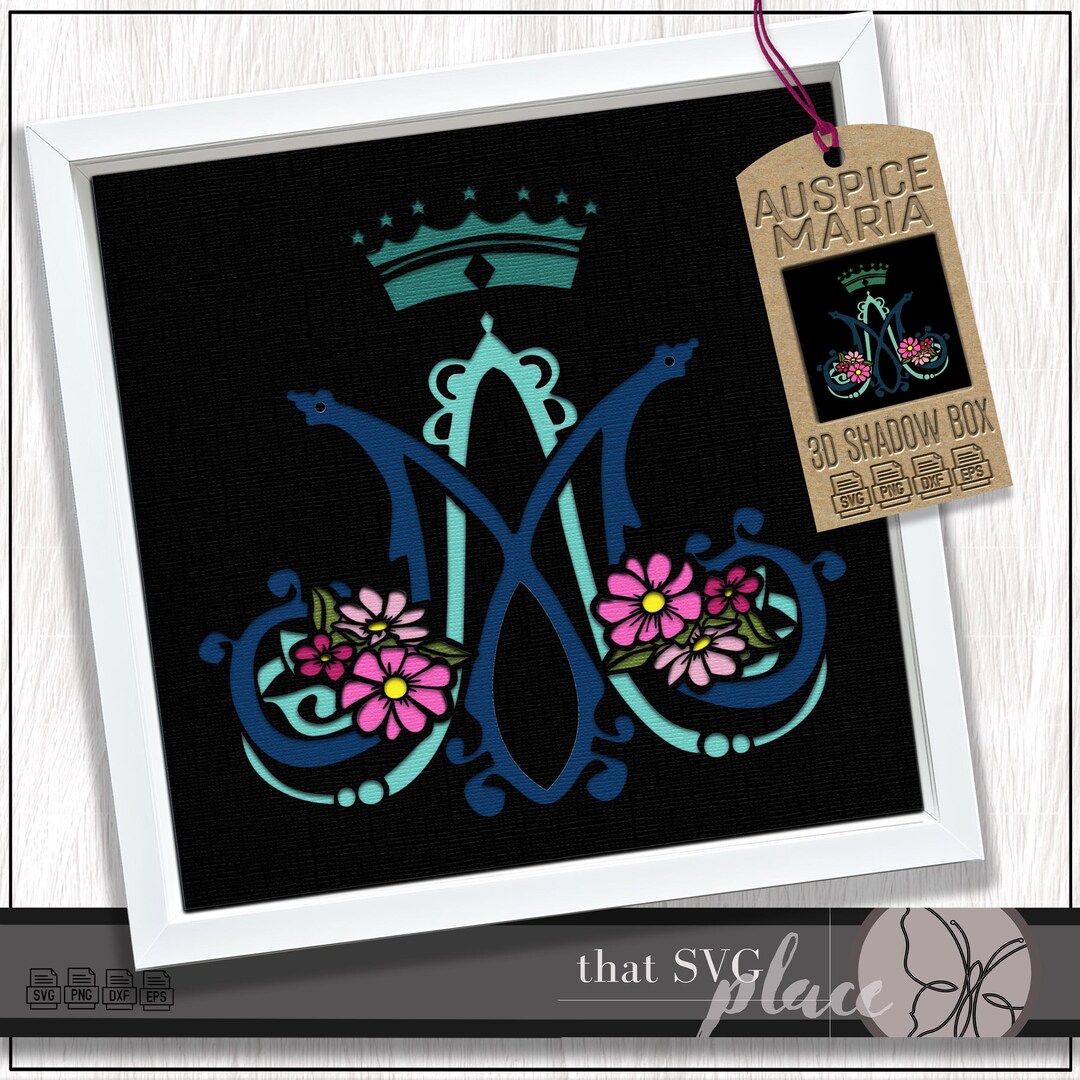 3D Virgin Mary SVG, Shadow Box SVG, Auspice Maria SVG, Mother Mary of ...