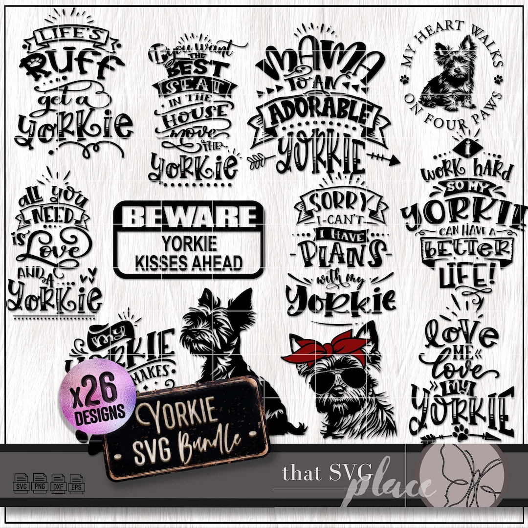 Yorkie SVG, Yorkshire Terrier SVG Bundle, Mom Dad Shirt PNG Clipart ...