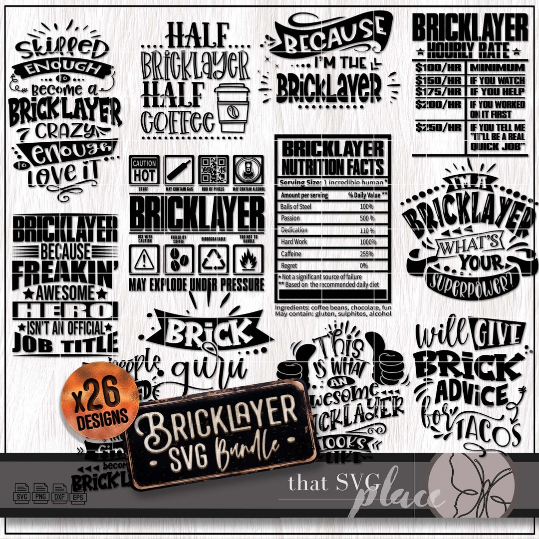 Bricklayer SVG, Funny Stone Mason SVG PNG Bundle, Appreciation Gift, T ...