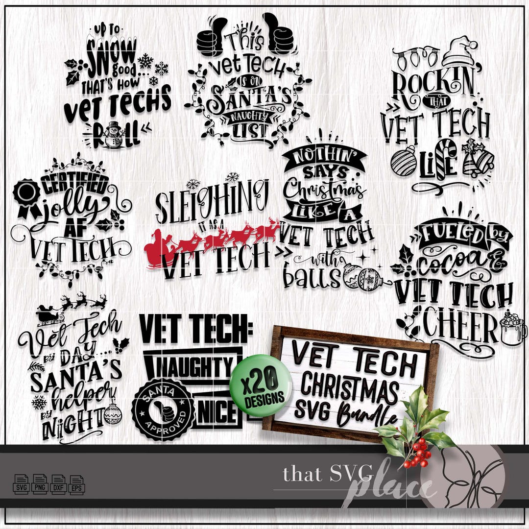 Vet Tech SVG, Christmas PNG Bundle, Funny Veterinarian Tech SVG ...